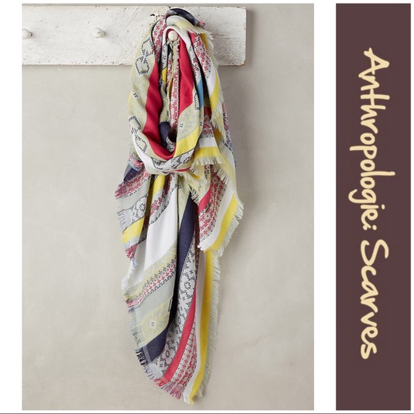 Anthropologie | Accessories | Anthro Striped Jacquard Scarf By Shingora ...